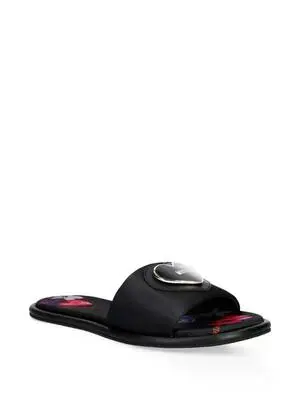 Moschino Floral-print Heart Plaque Flat Sandals