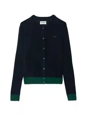 Zadig&Voltaire Missya Logo-embroidered Cashmere Cardigan - Blue