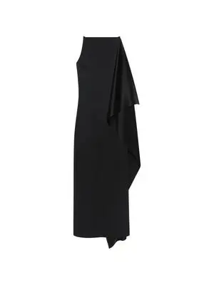 COURREGES Draped Satin Midi Dress - Black
