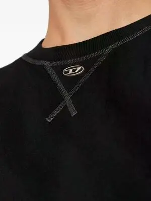 DIESEL® Logo Plaque Topstitched Sweatshirt