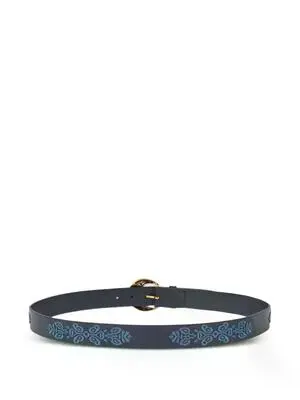 Etro Leather Belt With Embroidered Motif
