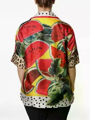 Dolce & Gabbana Watermelon-print Leopard-accent Shirt