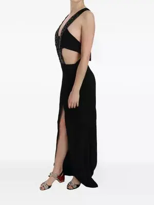 John Richmond Crystal-embellished Cut-out Maxi Dress