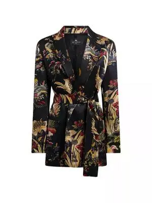 Etro Envers Satin Jacket With Belt - Black