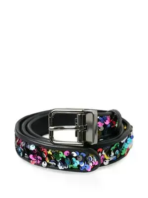 Dolce & Gabbana Sequin-embellished Leather Belt