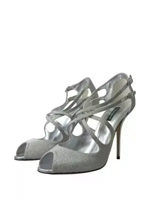 Dolce & Gabbana Glitter-effect Crisscross Sandals - Silver