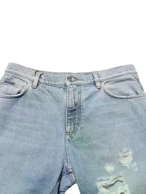 Dolce & Gabbana Distressed Crest Patch Denim Shorts