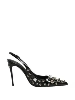 Dolce & Gabbana Studded Leather Slingback Sandals - Black