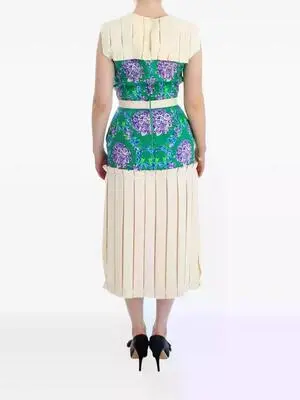 CATERINA GATTA Floral-print Pleated Midi Dress - Neutrals