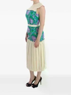 CATERINA GATTA Sleeveless Floral Print Pleated Midi Dress