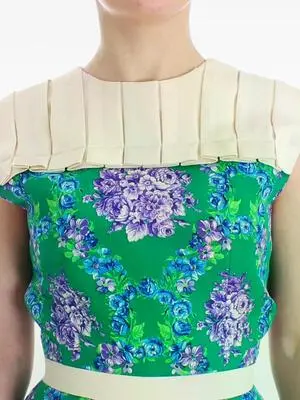 CATERINA GATTA Sleeveless Floral Print Pleated Midi Dress