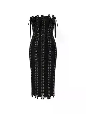 Dolce & Gabbana Charmeuse Lace-up Strapless Midi Dress - Black