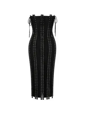 Dolce & Gabbana Charmeuse Lace-up Strapless Midi Dress