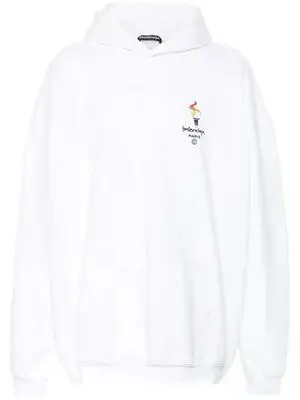 Balenciaga Embroidered-logo Hoodie - White