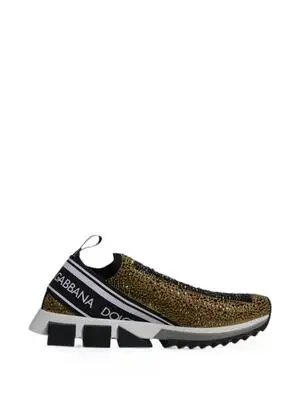Dolce & Gabbana Sorrento Rhinestone-embellished Sneakers - Gold