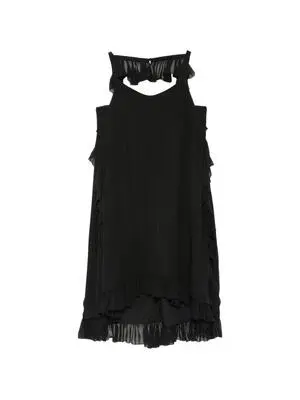 JIJIL Ruffled Cold-shoulder Mini Dress - Black