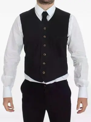 Dolce & Gabbana Button-up V-neck Waistcoat - Black