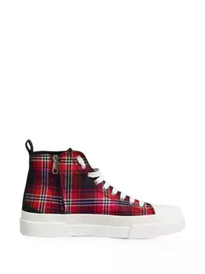 Dolce & Gabbana Plaid-pattern High-top Sneakers - Red