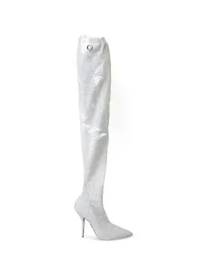 Dolce & Gabbana Sequin-embellished Pointed-toe Boots - White