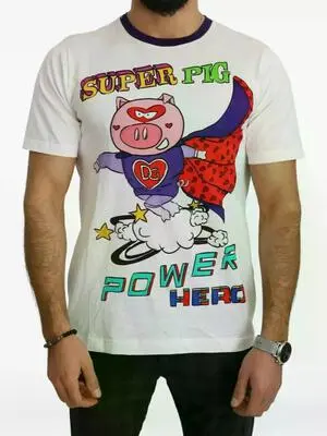 Dolce & Gabbana 2019 Super Pig Power Hero Cotton T-shirt