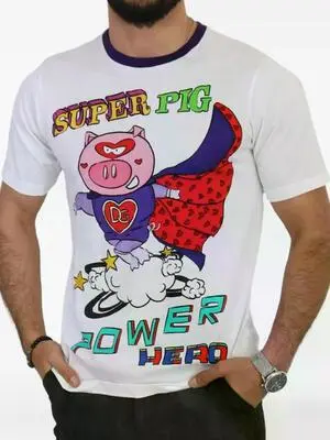 Dolce & Gabbana 2019 Super Pig Power Hero Cotton T-shirt
