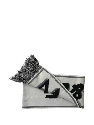 Dolce & Gabbana Logo-intarsia Fringed Scarf - Grey