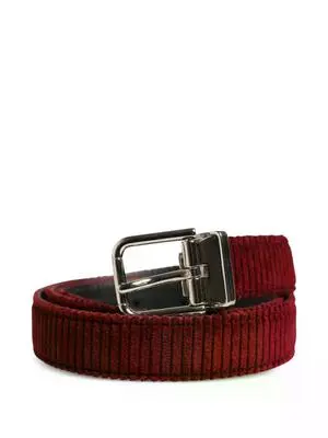 Dolce & Gabbana Ribbed-velvet Buckle Belt - Red