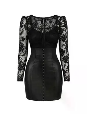 Dolce & Gabbana Lace-panelled Corset-style Mini Dress - Black