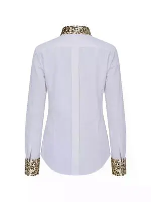 Dolce & Gabbana Cotton Long Sleeves Sequin Shirt Top - White