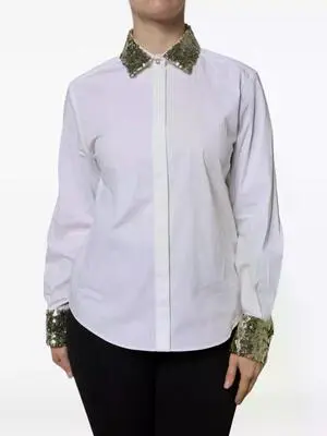 Dolce & Gabbana Cotton Sequin Embellished Shirt - White