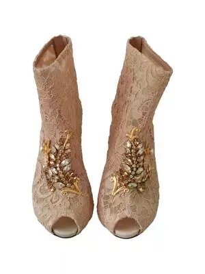 Dolce & Gabbana Crystal-embellished Lace Ankle Boots