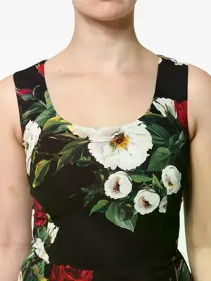Dolce & Gabbana Sleeveless Floral Print Midi Dress