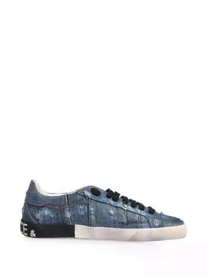 Dolce & Gabbana Distressed Denim Sneakers - Blue