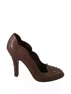 Dolce & Gabbana Floral Crystal-embellished Pumps - Brown