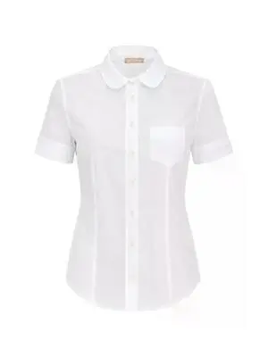 John Galliano Short-sleeved Peter Pan Collar Shirt - White