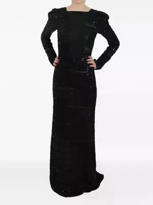 John Richmond Sequin-embellished Boat-neck Maxi Dress - Black