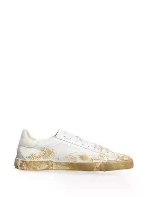 Dolce & Gabbana Paint-effect Leather Sneakers - White
