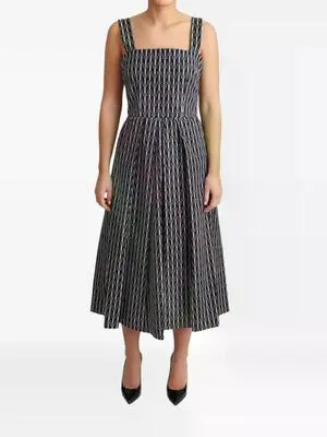 Dolce & Gabbana Geometric-print A-line Midi Dress - Black