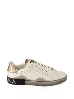 Dolce & Gabbana Portofino Leather Sneakers - White