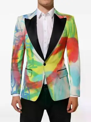 Dolce & Gabbana Sicilia Graffiti-print Blazer - Yellow