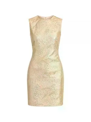Dolce & Gabbana Metallic Floral-jacquard Dress - Gold