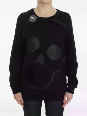 XTE Exte Skull Print Long Sleeve Sweater - Black