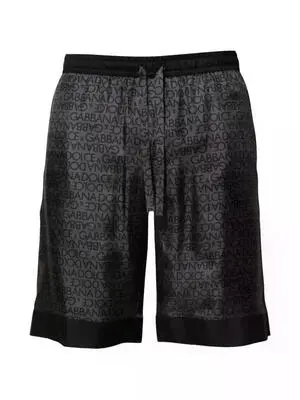 Dolce & Gabbana Logo-print Silk Shorts - Black