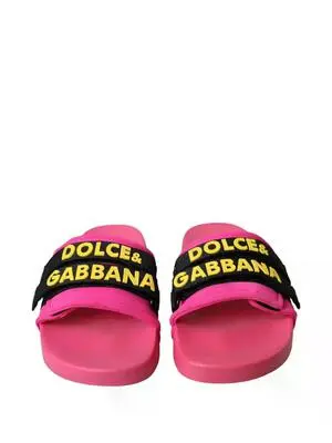 Dolce & Gabbana Logo Print Touch-strap Sandals