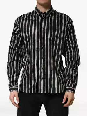 Dolce & Gabbana Stripe-print Cotton Shirt - Black
