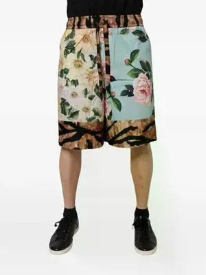 Dolce & Gabbana Floral Animal-print Shorts - Neutrals