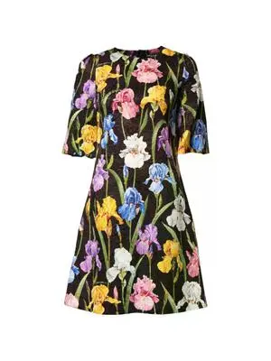 Dolce & Gabbana Floral Print Jacquard Midi Dress - Black