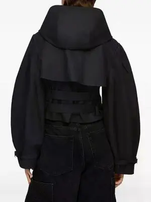 GANNI Double Belted Hooded Jacket With Silver-tone Eyelets