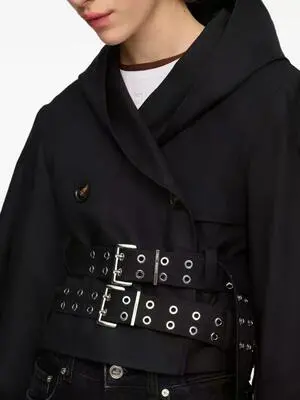 GANNI Double Belted Hooded Jacket With Silver-tone Eyelets