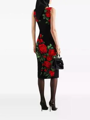 Dolce & Gabbana Rose-print Sleeveless Midi Dress